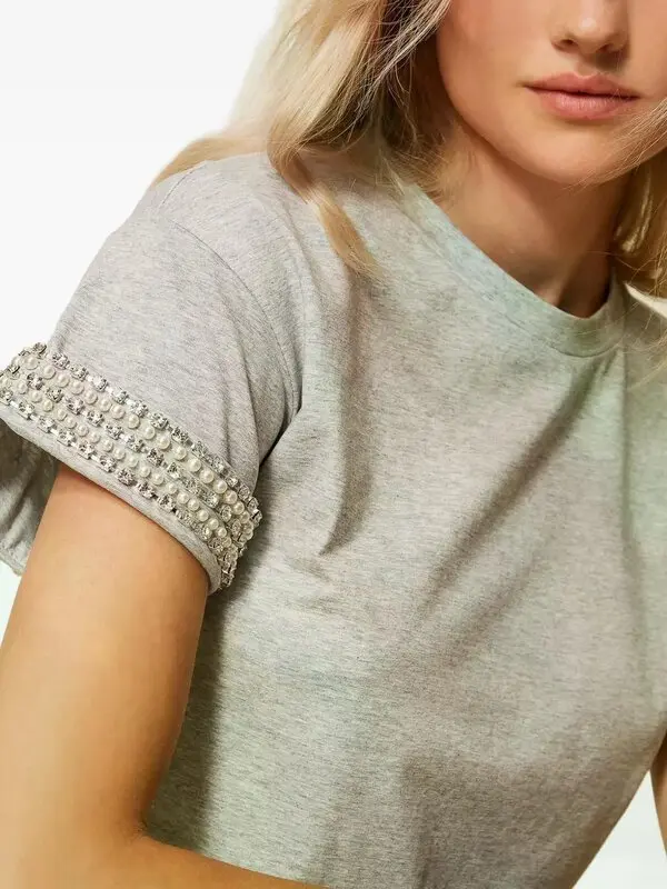 TWINSET Pearl And Rhinestone Embellished T-shirt
