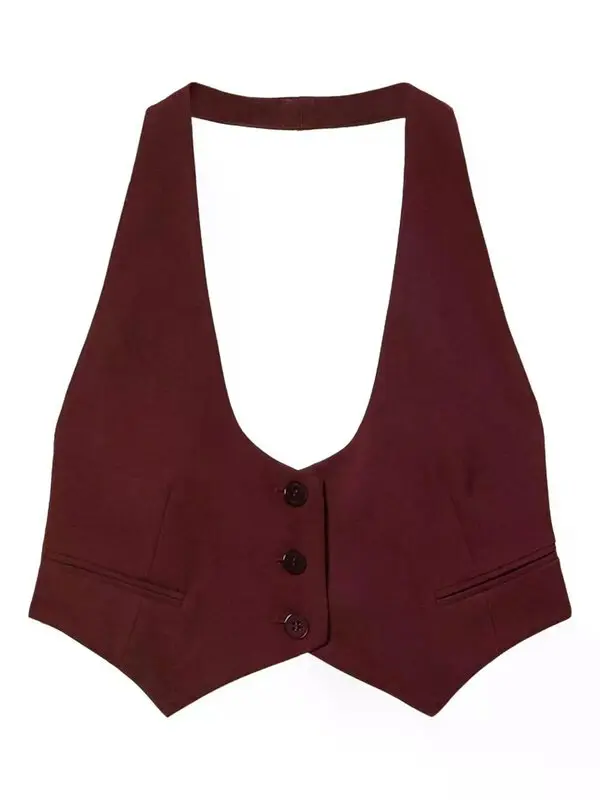 TWINSET Halter Neck Buttoned Waistcoat - Red