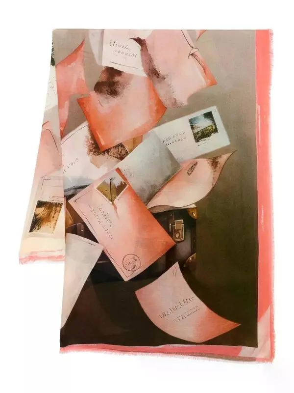 D'ANIELLO Letter-print Fringed Scarf - Pink