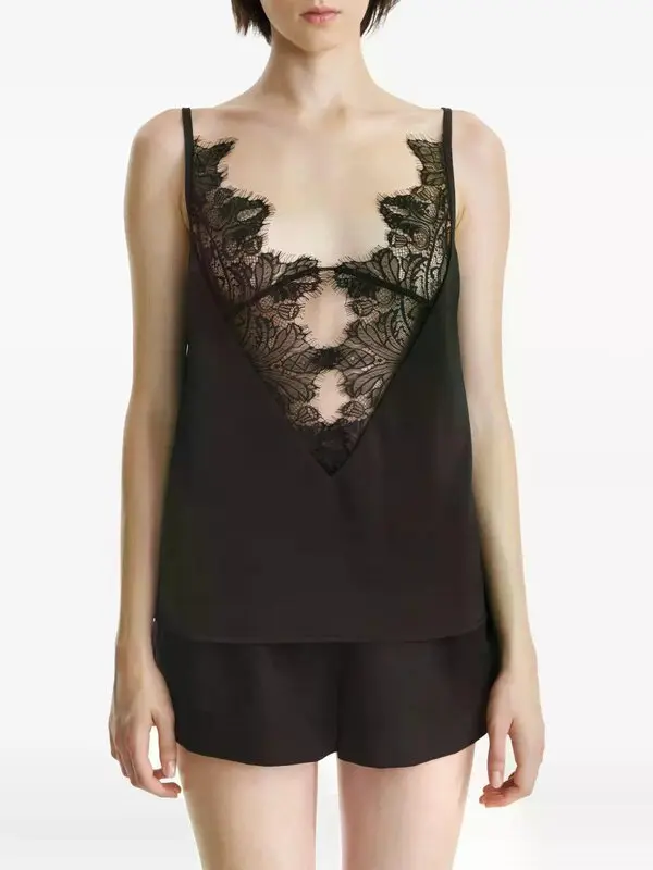 2310 STUDIO Lace-paneled Top - Black