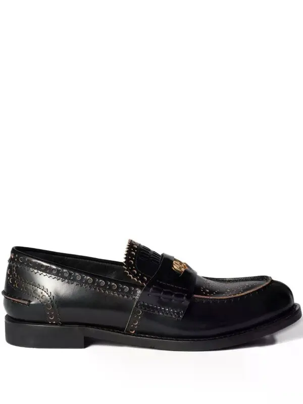 Miu Miu Perforated Leather Loafers With Coin Detail