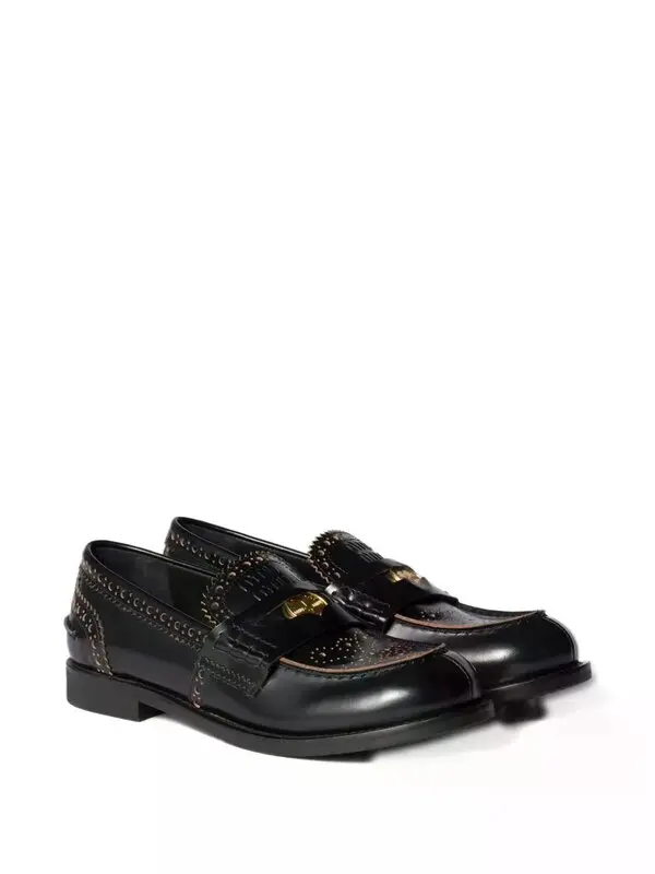 Miu Miu Perforated Leather Loafers With Coin Detail
