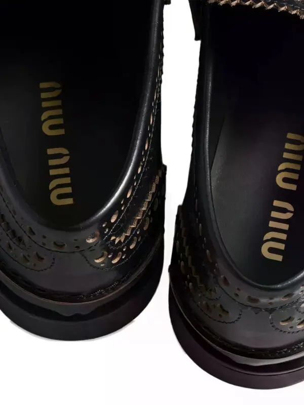 Miu Miu Perforated Leather Loafers With Coin Detail