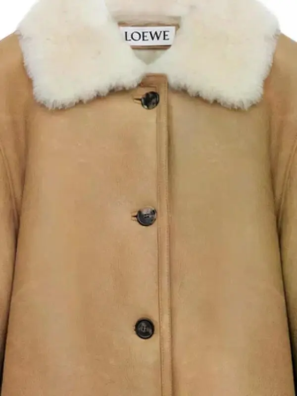 Loewe Shearling-collared Button Jacket - Neutrals