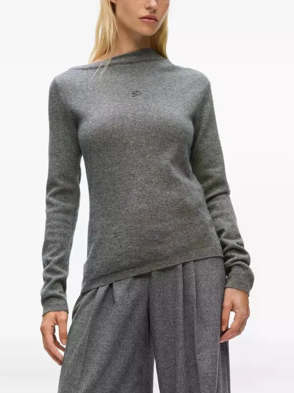 Karl Lagerfeld Asymmetric Logo Cashmere Sweater