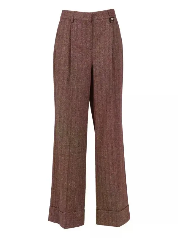 Lorena Antoniazzi Pleated Herringbone Trousers