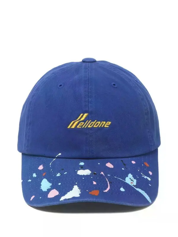 We11Done Embroidered-logo Paint-splatter Cap - Blue