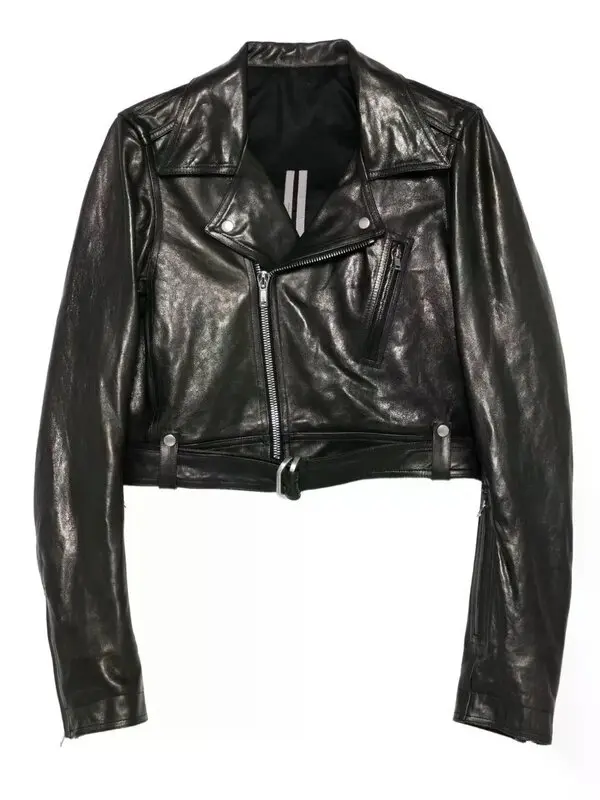 Rick Owens Belted Leather Jacket - Black