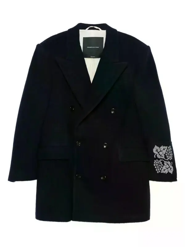 FEDERICO CINA Double-breasted Blazer With Embroidered Cuffs