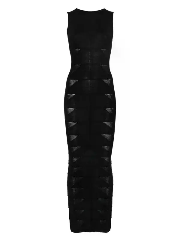 Rick Owens Geometric Knit Sleeveless Maxi Dress - Black