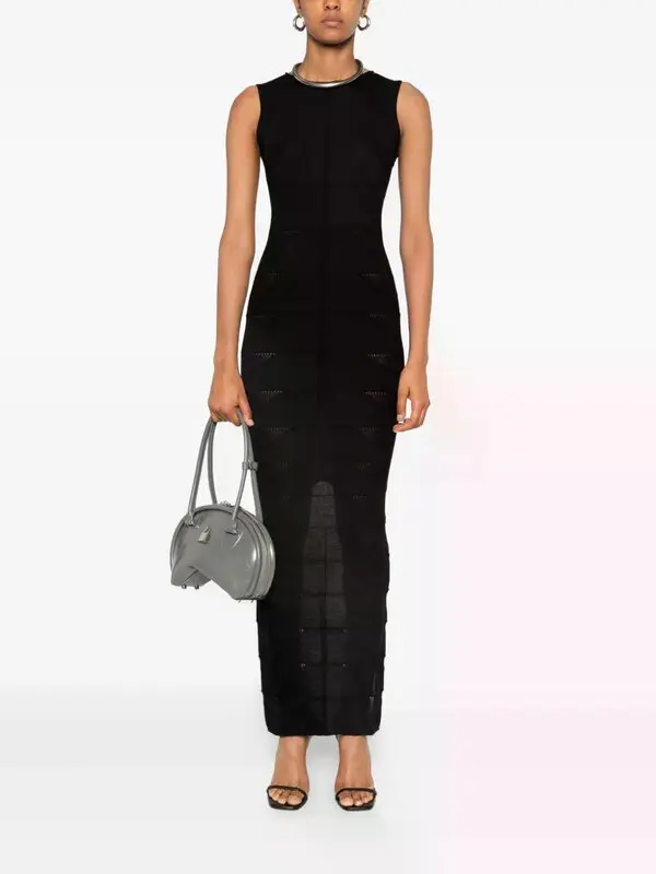 Rick Owens Geometric Knit Sleeveless Maxi Dress - Black