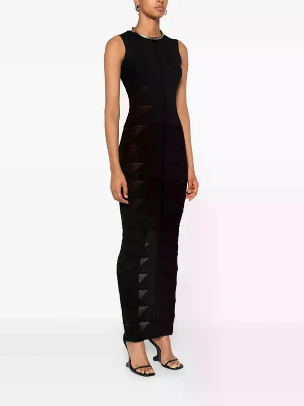 Rick Owens Geometric Knit Sleeveless Maxi Dress - Black