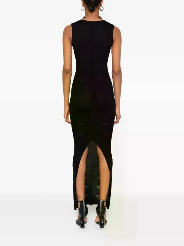 Rick Owens Geometric Knit Sleeveless Maxi Dress - Black