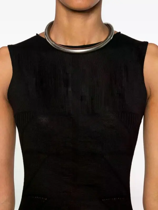 Rick Owens Geometric Knit Sleeveless Maxi Dress - Black