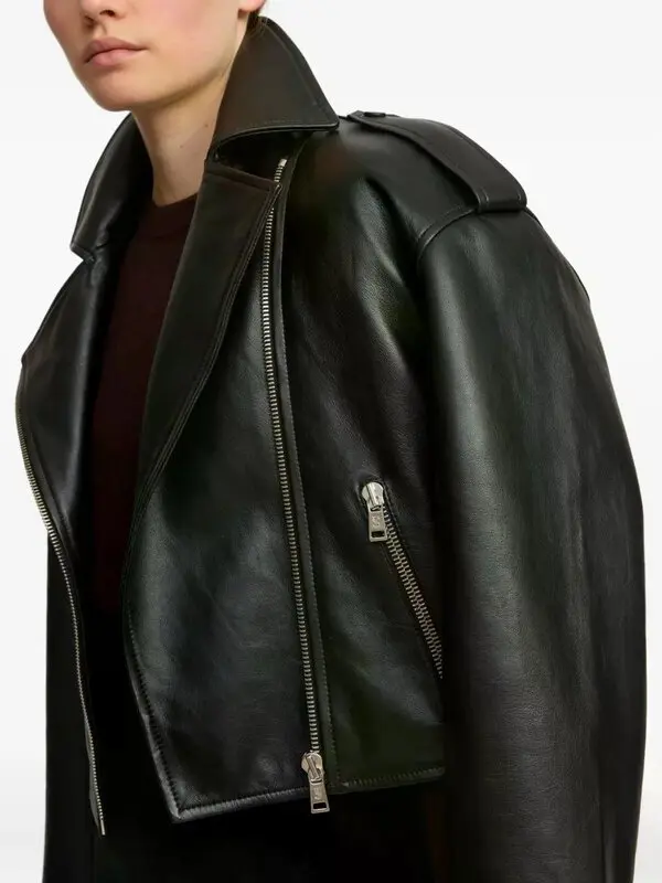 YVES SALOMON Lambskin Biker Jacket - Black