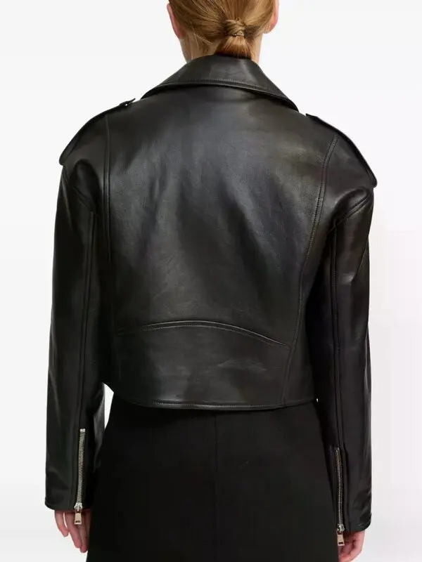 YVES SALOMON Lambskin Biker Jacket - Black