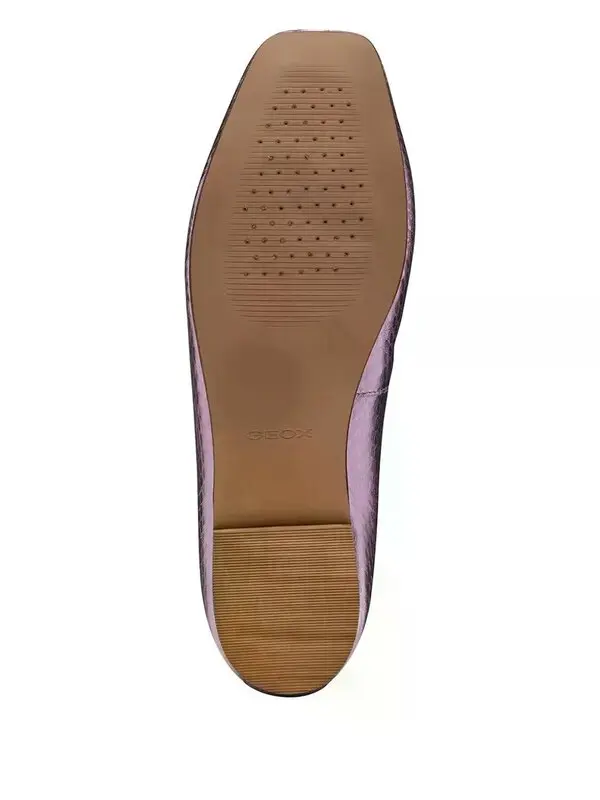 Geox Metallic Snakeskin-embossed Leather Ballet Flats