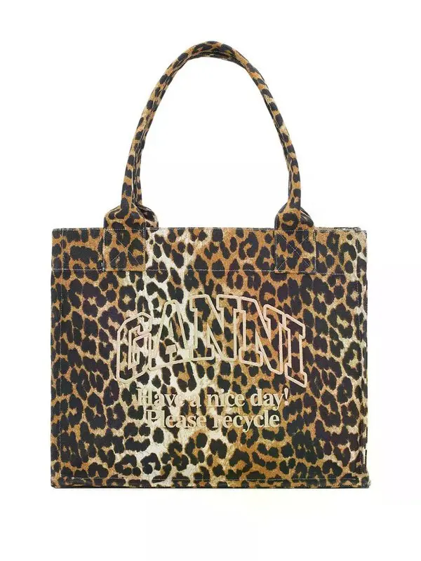 GANNI Leopard-print Canvas Tote Bag - Neutrals