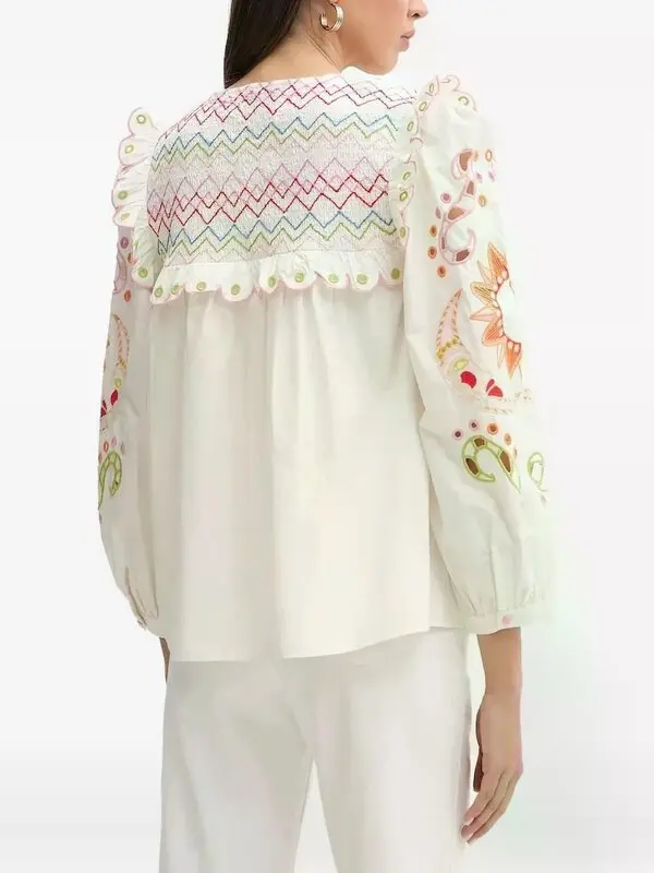 NEVER FULLY DRESSED Embroidered Ruffled Blouse