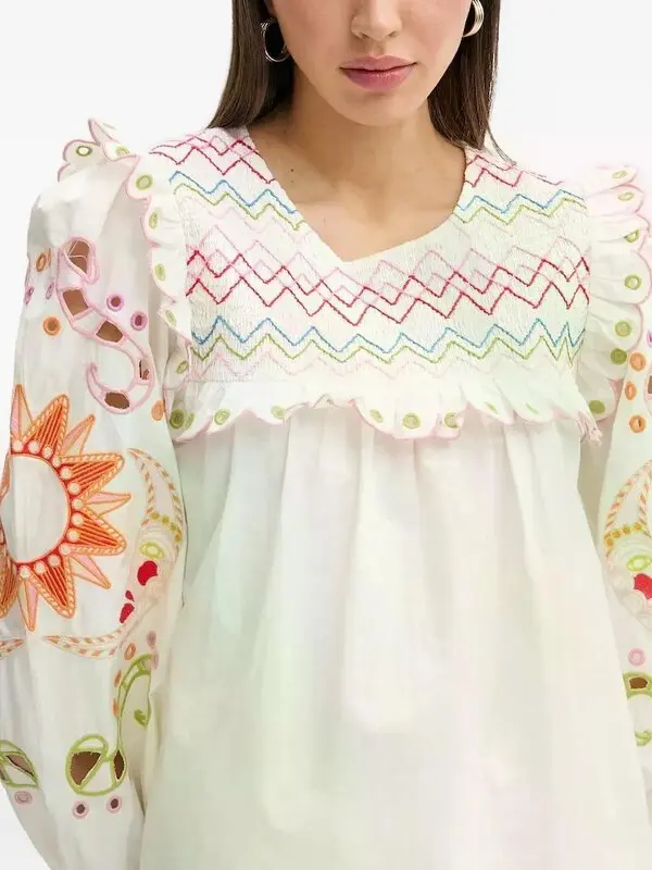 NEVER FULLY DRESSED Embroidered Ruffled Blouse