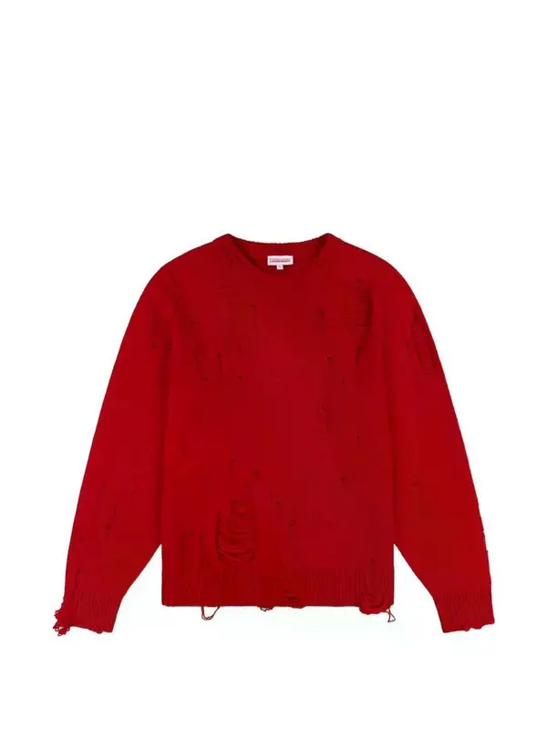 CHARLES JEFFREY Distressed Logo Jumper - Red
