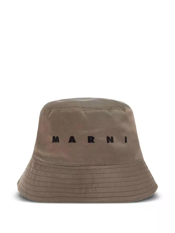 Marni Logo-embroidered Bucket Hat - Brown