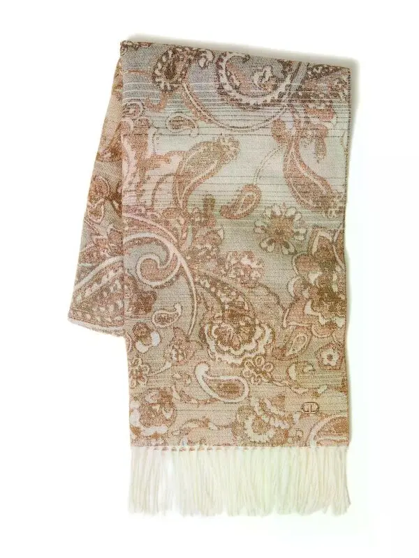 TWINSET Paisley-pattern Fringed Scarf - Brown