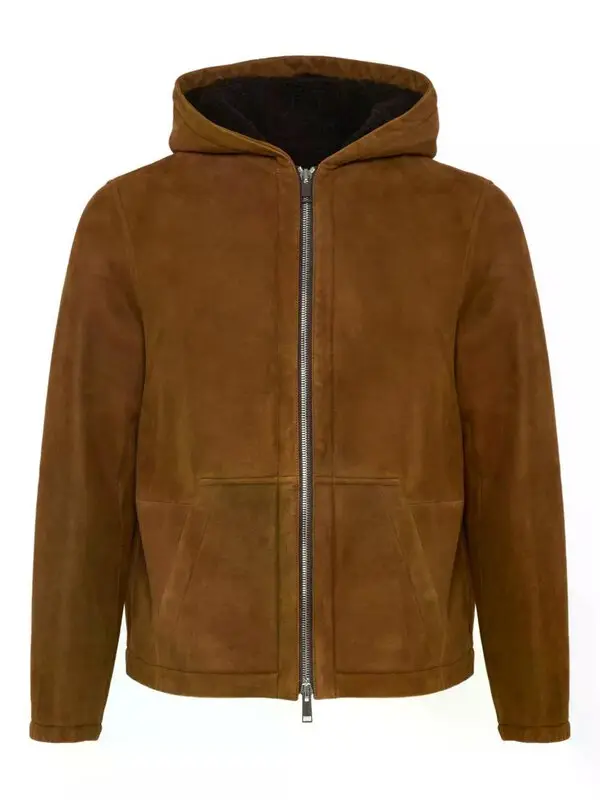 YVES SALOMON Hooded Suede Shearling Jacket