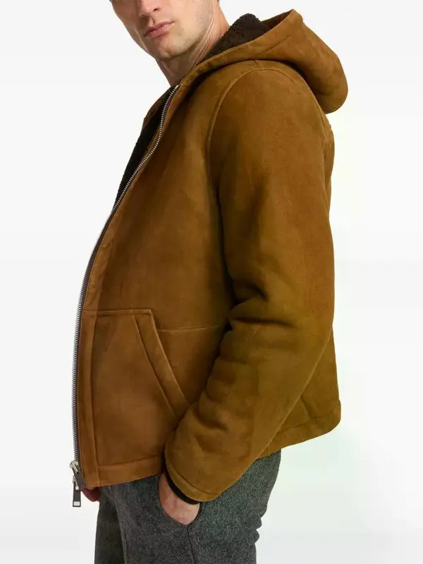 YVES SALOMON Hooded Suede Shearling Jacket