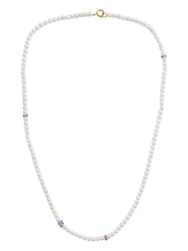 YI COLLECTION Ayoka Pearl And Pink Sapphire Necklace - White