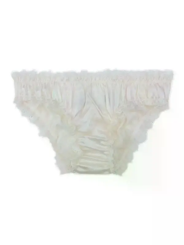Love Stories Lace-trimmed Embroidered Briefs - White