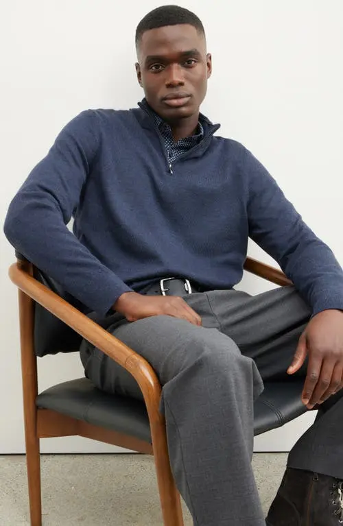 Nordstrom Merino Wool Quarter Zip Sweater - Navy Iris Heather