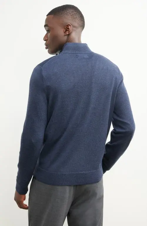 Nordstrom Merino Wool Quarter Zip Sweater - Navy Iris Heather