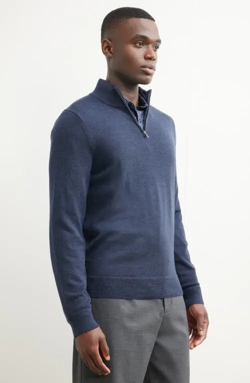 Nordstrom Merino Wool Quarter Zip Sweater - Navy Iris Heather