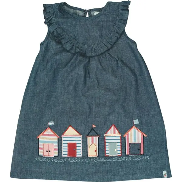 LILLY + SID Organic Cotton Beach Hut Appliqué Shift Dress