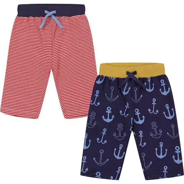 LILLY + SID Organic Cotton Anchor And Stripe Shorts 2-pack - Multi