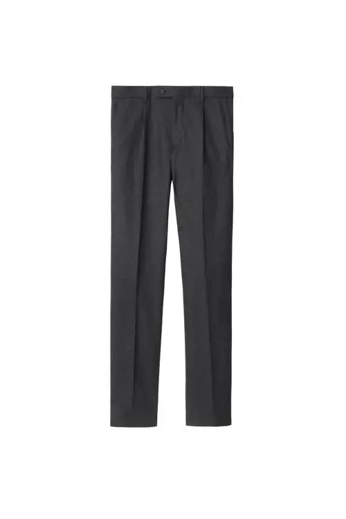 Burberry Wool Flannel Tailored Trousers - Brisk Grey