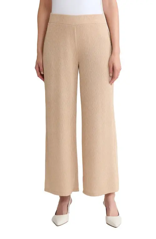 KASPER Wide Leg Ankle Length Textured Knit Pants