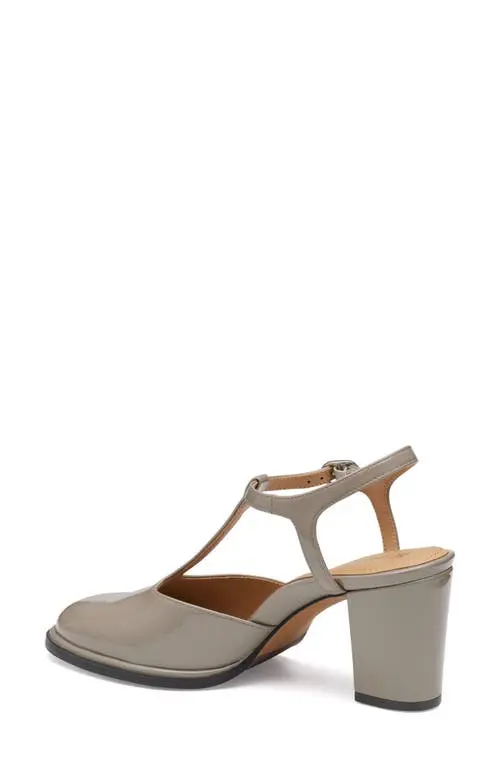 Johnston & Murphy Patent Leather T-strap Pumps - Taupe Patent Leather