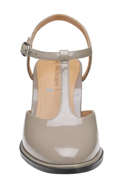 Johnston & Murphy Patent Leather T-strap Pumps - Taupe Patent Leather