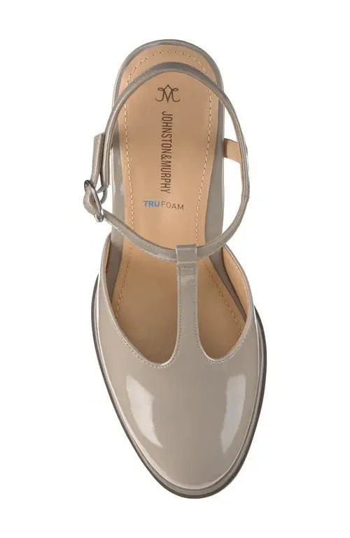 Johnston & Murphy Patent Leather T-strap Pumps - Taupe Patent Leather