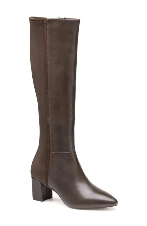 Johnston & Murphy Knee High Boots - Dark Brown Calfskin/spandex