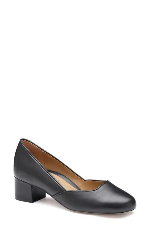 Johnston & Murphy Sienna Block Heel Pump - Black Glove Leather