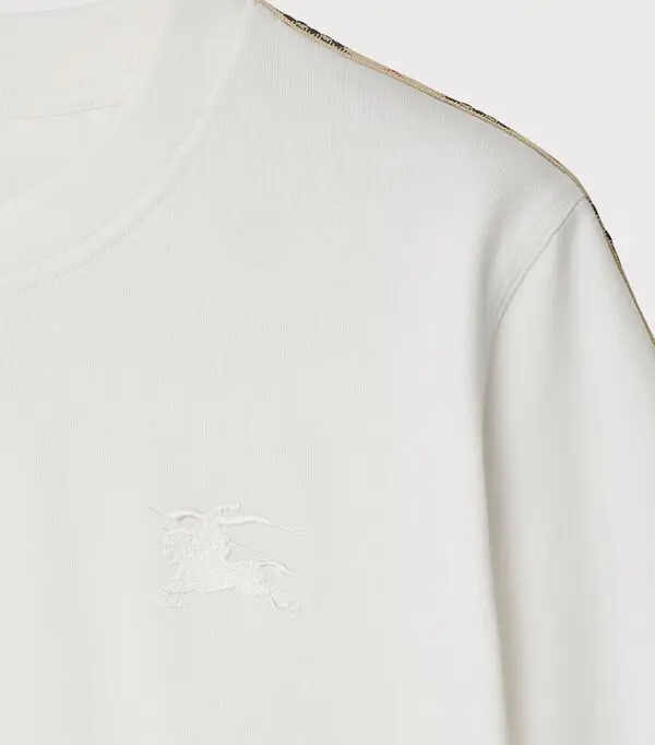 Burberry Cotton T-shirt With Stripe Trim - Ivory