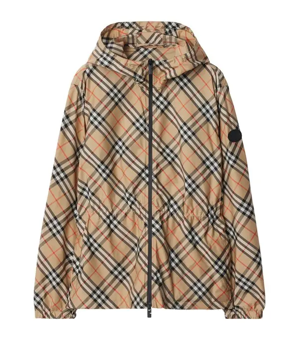 Burberry Technical Check Hooded Jacket - Beige