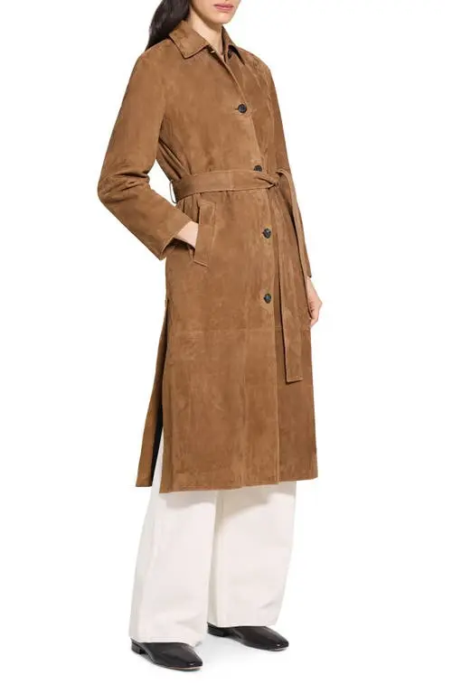 Theory Reese Belted Suede Coat - Deep Tobacco - 2ct