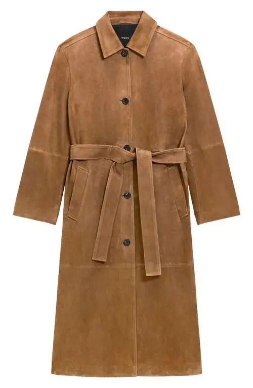 Theory Reese Belted Suede Coat - Deep Tobacco - 2ct
