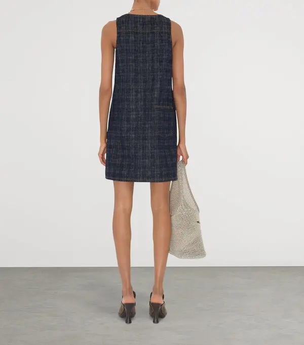 burberry denim dress Burberry Brit Denim Navy Blue Novacheck Knee Shirt ALine Dress  XS-S/US2/UK4/IT36