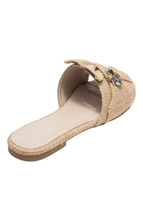 PROLOGUE SHOES Raffia Bow Slide Sandal