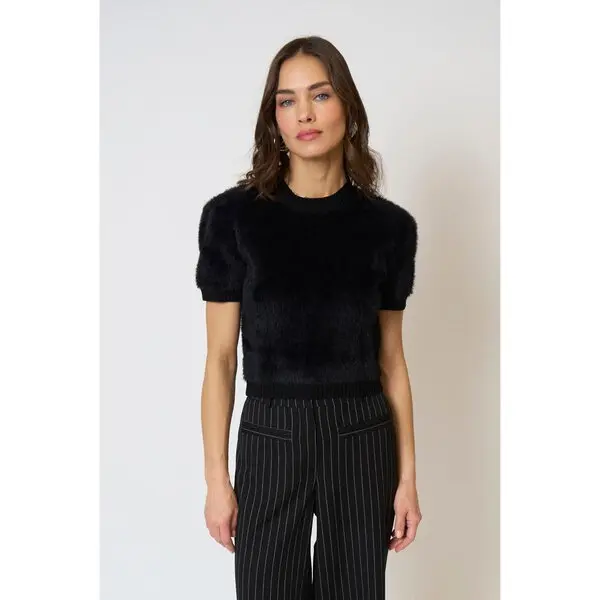 Central Park West Roman Eyelash Tee With Shoulder Pads